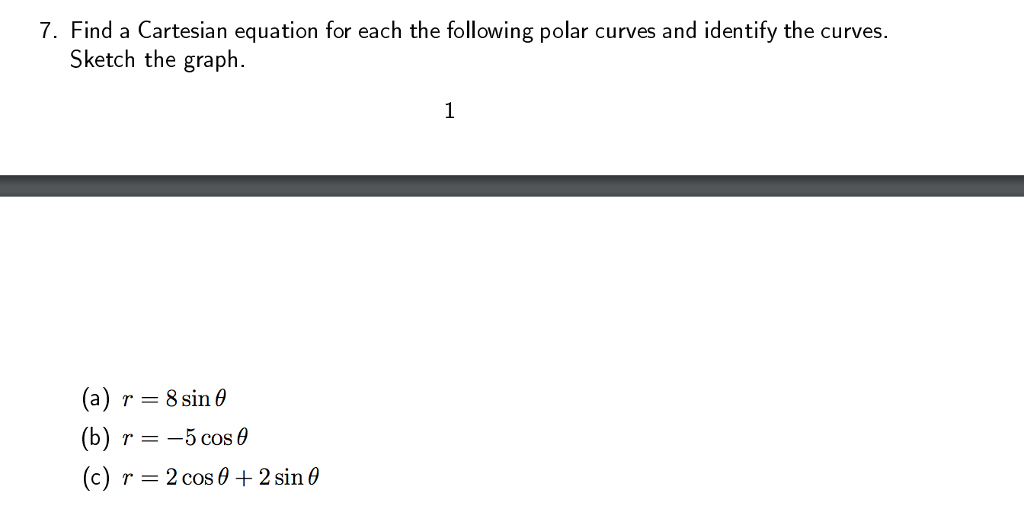 Solved 7. Find a Cartesian equation for each the following | Chegg.com