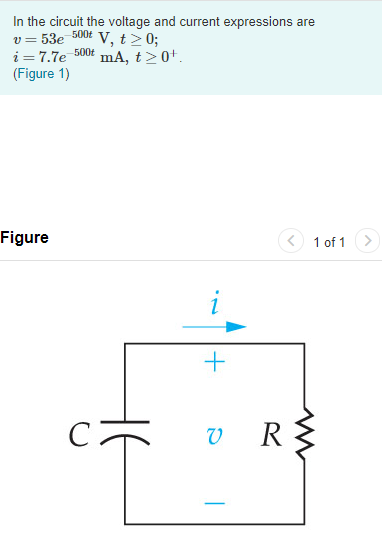 Solved In the circuit the voltage and current expressions | Chegg.com