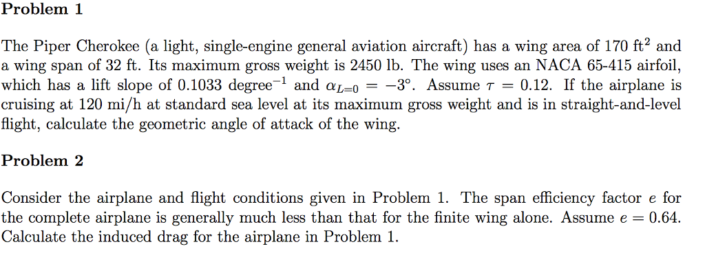 The Piper Cherokee (a light, single-engine general | Chegg.com