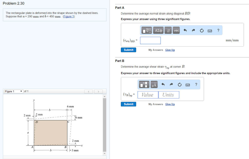 Solved The rectangular plate is deformed into the shape | Chegg.com