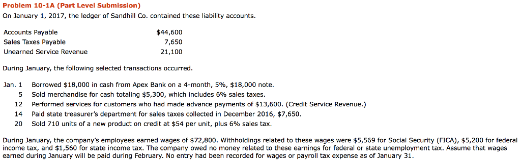 Solved Problem 10-1A (Part Level Submission) On January 1, | Chegg.com