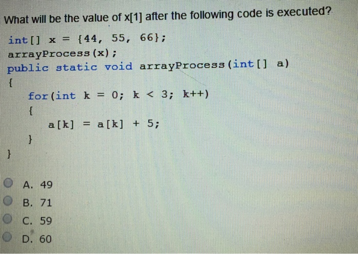 Solved What will be the value of x[1] after the following | Chegg.com