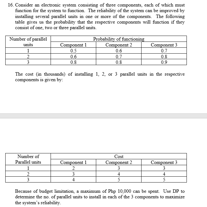 Solved Consider an electronic system consisting of three | Chegg.com