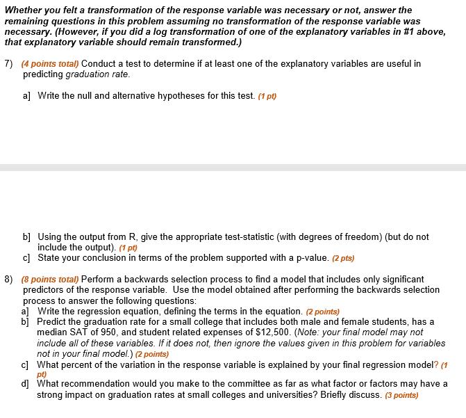 ST 352 Assignment 6: Inference using Multiple Linear | Chegg.com