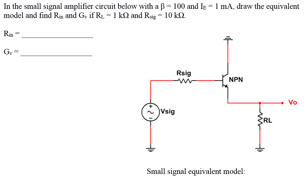 Solved In the small signal amplifier circuit below with a | Chegg.com