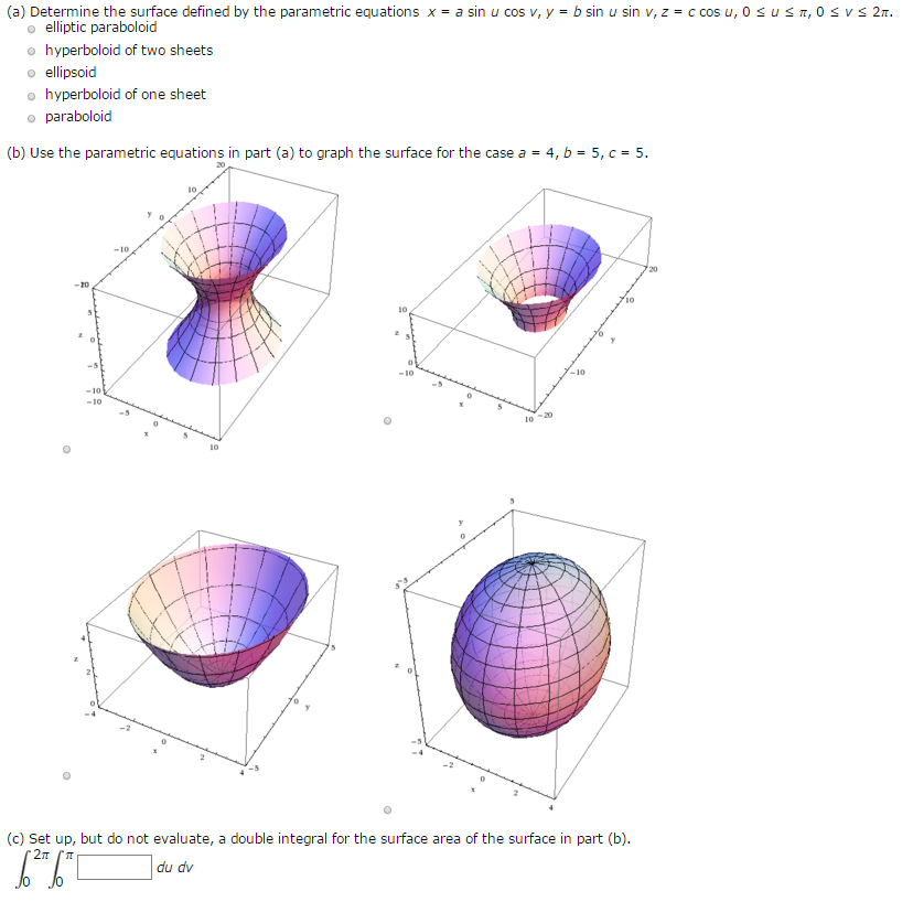 Solved (a) Determine the surface defined by the parametric | Chegg.com