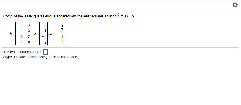 Solved Compute the least-squares error associated with the | Chegg.com