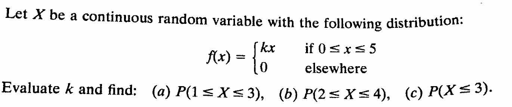 Solved Let X be a continuous random variable with the | Chegg.com