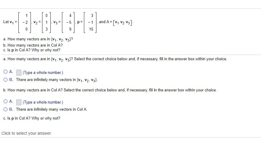 Solved 4 15 a. How many vectors are in v1, v2, v3)? b. How | Chegg.com
