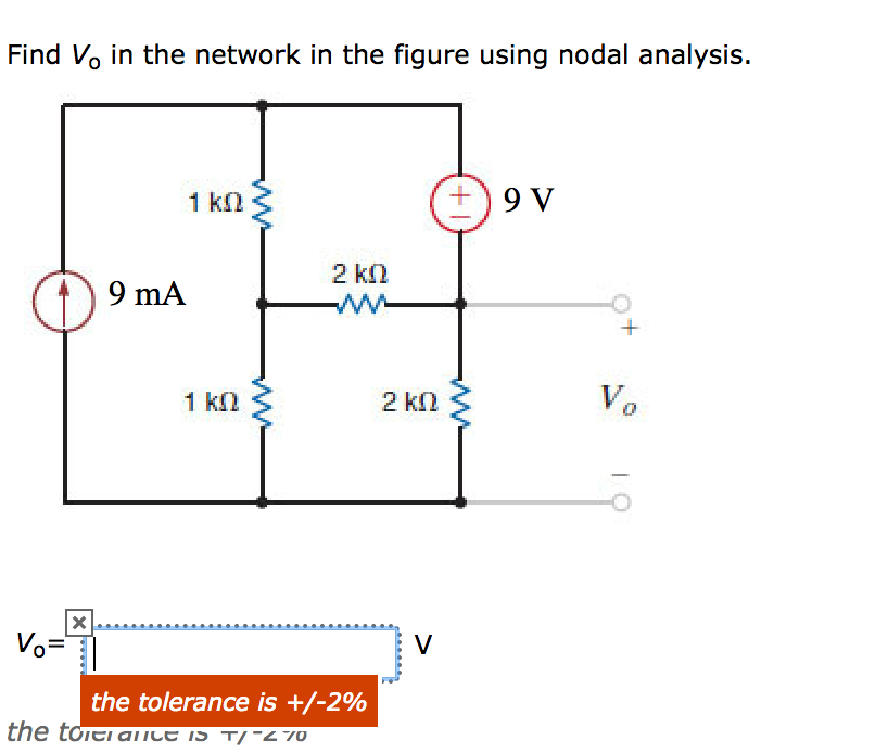 Solved Find V_o in the network in the figure using nodal | Chegg.com