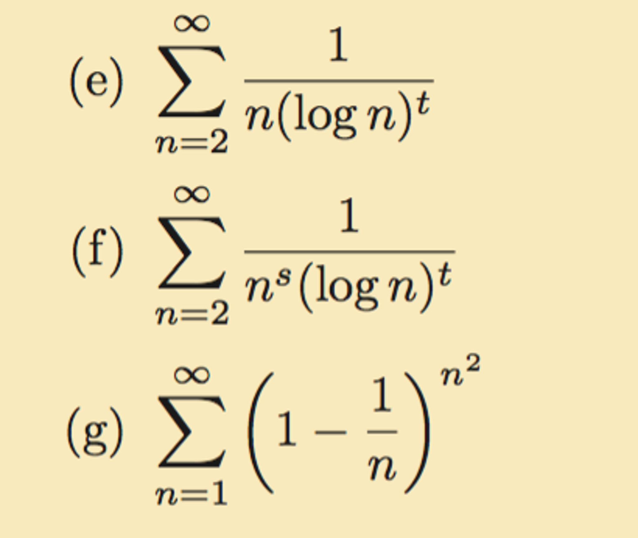 Solved Which of these series converge? sigma_n = 1^infinity | Chegg.com