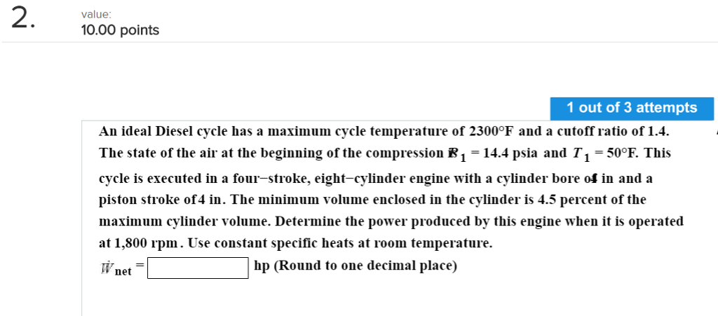 Solved value 10.00 points 1 out of 3 attempts An ideal | Chegg.com