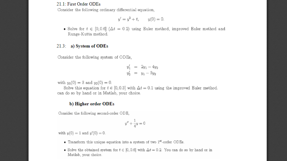 Solved 21.1 First Order ODEs Consider the following ordinary | Chegg.com