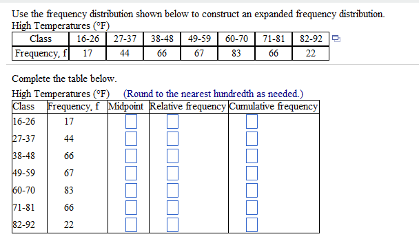 Solved see the frequency distribution shown below to | Chegg.com