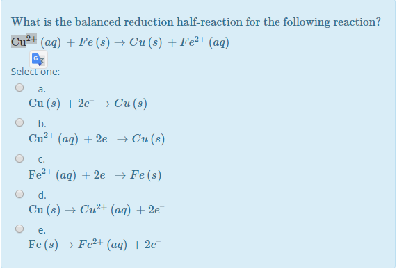 Solved What is the balanced reduction half-reaction for the | Chegg.com