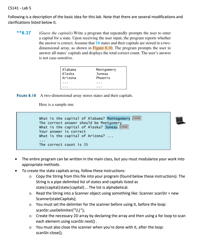Solved CS141 - Lab 5 Following is a description of the basic | Chegg.com