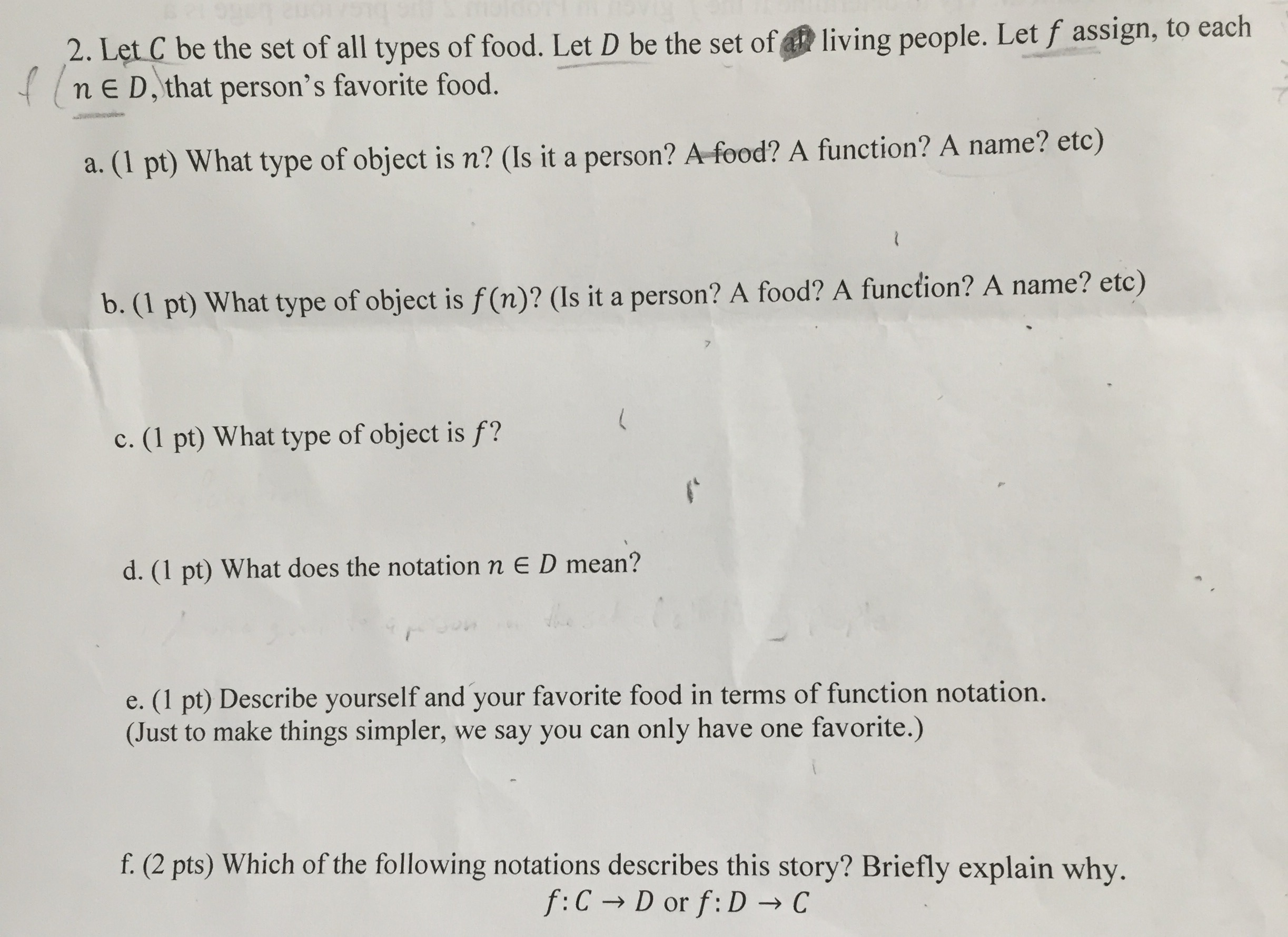 Solved Let C be the set of all types of food. Let D be the | Chegg.com
