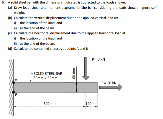 Solved 5. A solid steel bar with the dimensions indicated is | Chegg.com