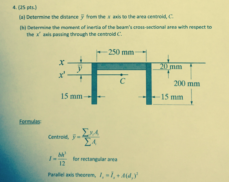 Solved Determine the distance y from the x axis to the area | Chegg.com