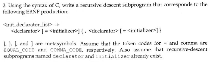 Solved 2. Using the syntax of C, write a recursive descent | Chegg.com