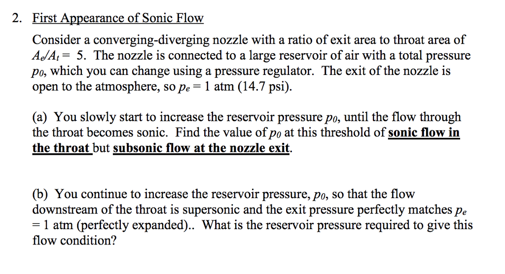 Solved 2. First Appearance of Sonic Flow Consider a | Chegg.com