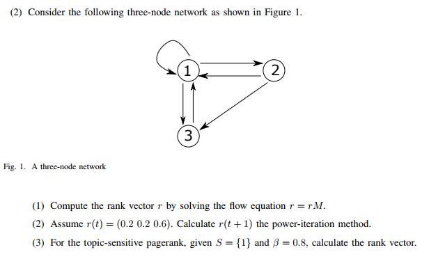 2) Consider the following three-node network as shown | Chegg.com
