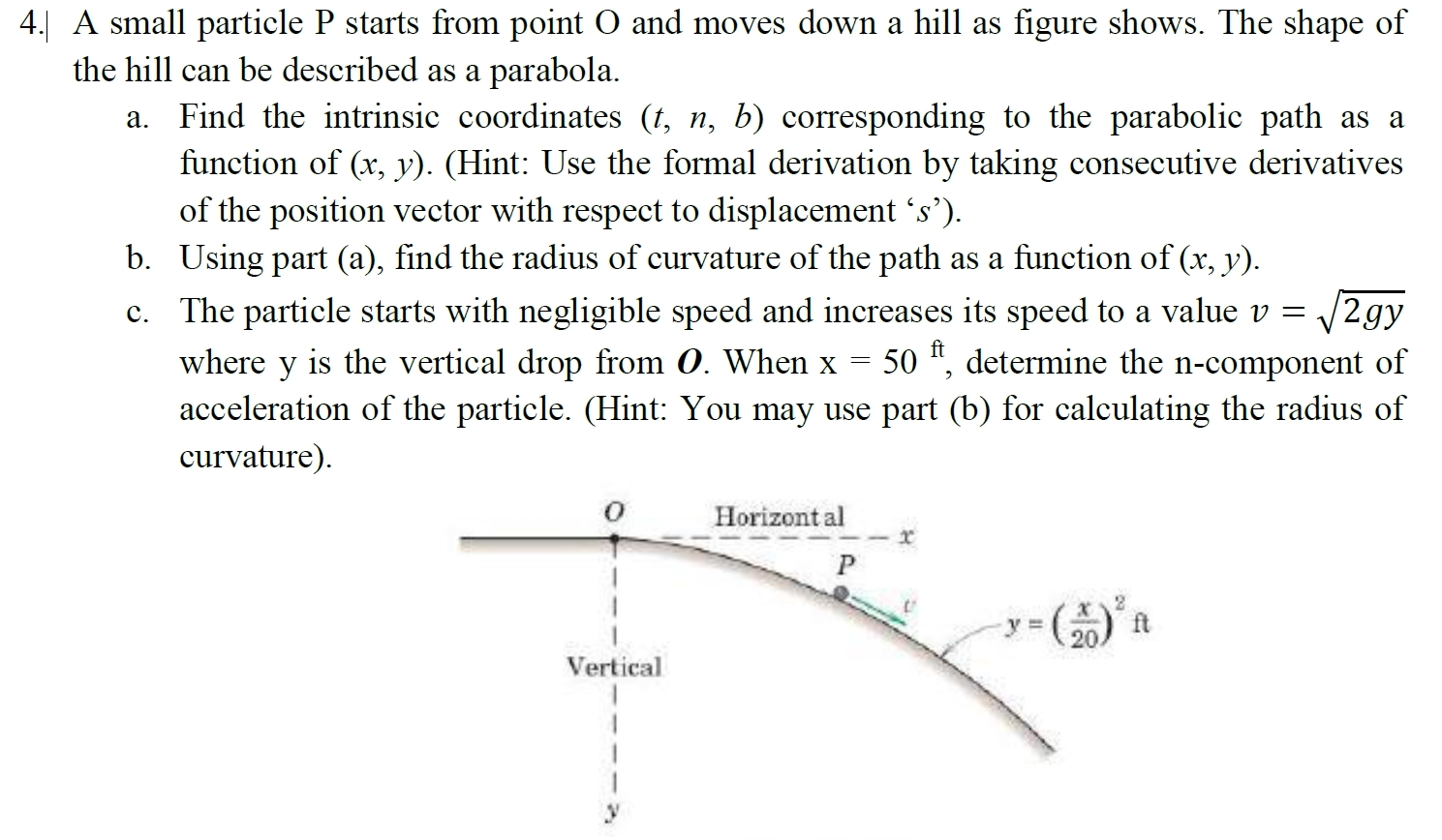 Solved A small particle P starts from point O and moves down | Chegg.com