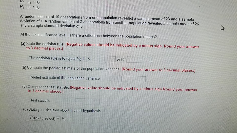Solved A Random Sample Of 10 Observations From One