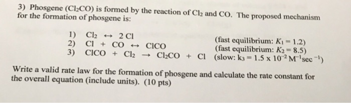Solved Phosgene (Cl_2CO) is formed by the reaction of Cl_2 | Chegg.com