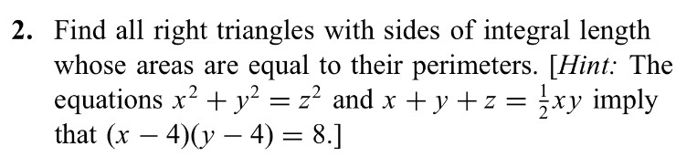 Solved Find all right triangles with sides of integral | Chegg.com