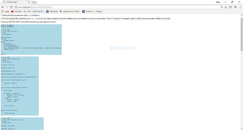 D CSE 202 Lab 1 C cse.csusb.edu/kaylese202/lab1.htm | Chegg.com