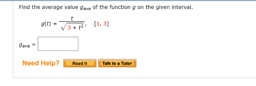 Solved Find the average value gave of the function g on the | Chegg.com