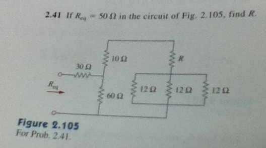Solved If Req = 50 Ohm in the circuit of Fig. 2.105, find R. | Chegg.com