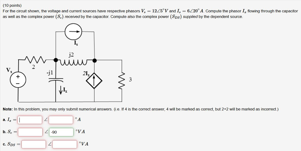 Solved (10 points) For the circuit shown, the voltage and | Chegg.com
