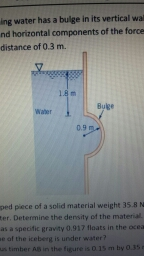 Solved An open tank containing water has a bulge in its | Chegg.com