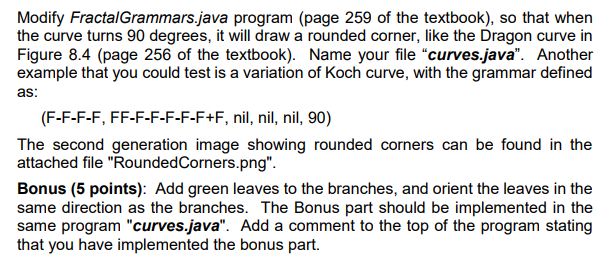 Solved Modify Fractalgrammarsjava Program Page 259 Of The