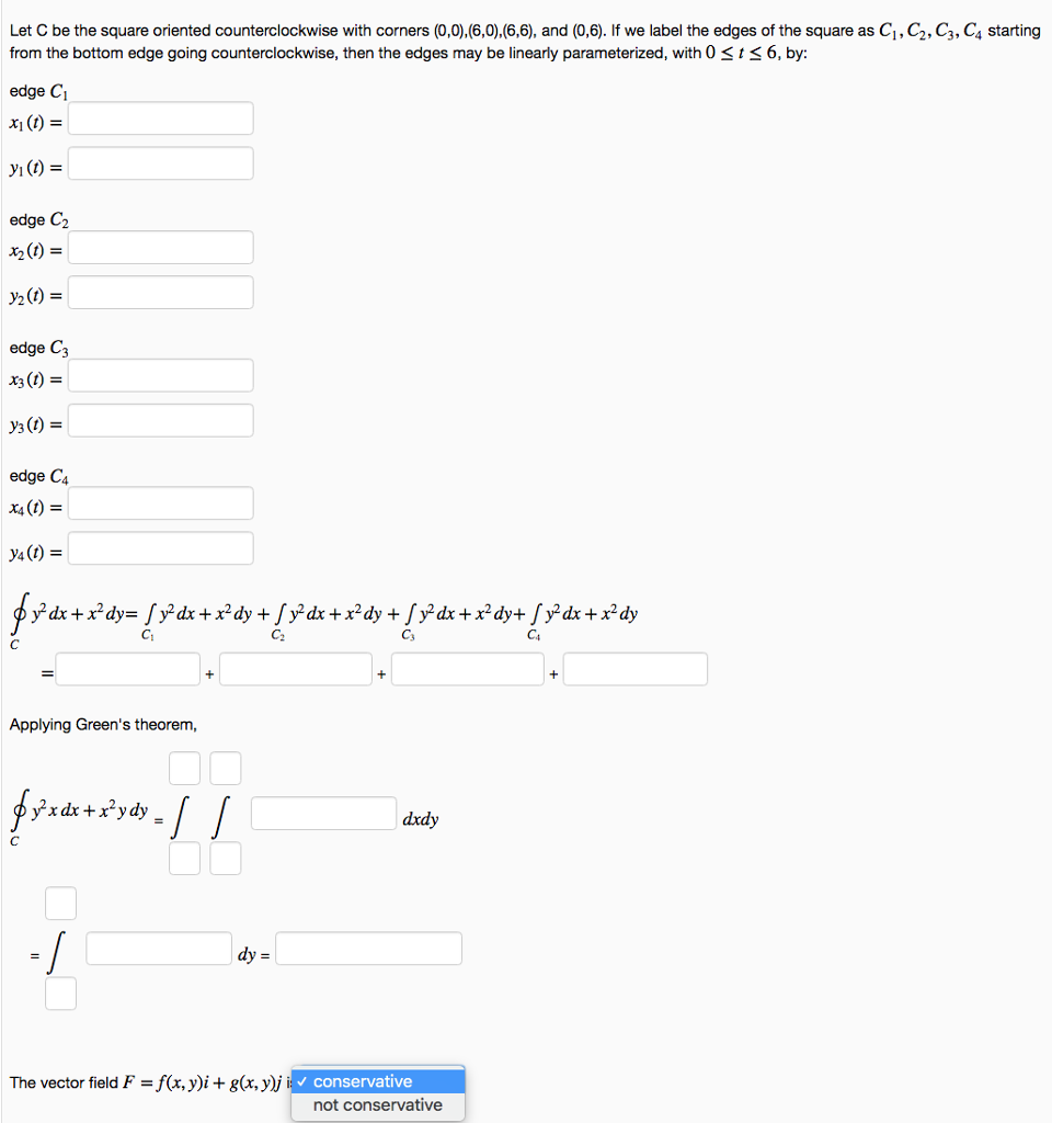 Solved Let C be the square oriented counterclockwise with | Chegg.com