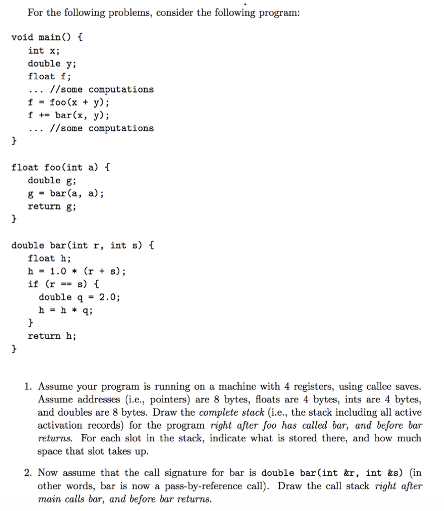 For The Following Problems Consider The Following