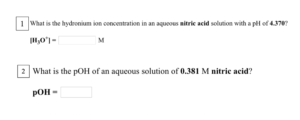 Solved 1 What is the hydronium ion concentration in an | Chegg.com