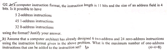 In a computer instruction format, the instruction | Chegg.com