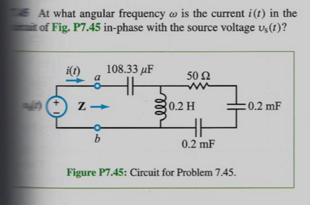 Solved At what angular frequency omega is the current i(t) | Chegg.com