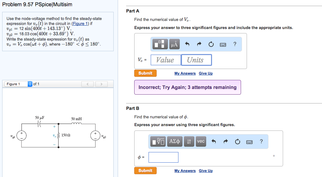 PSpice|Multisim Use the node-voltage method to find | Chegg.com