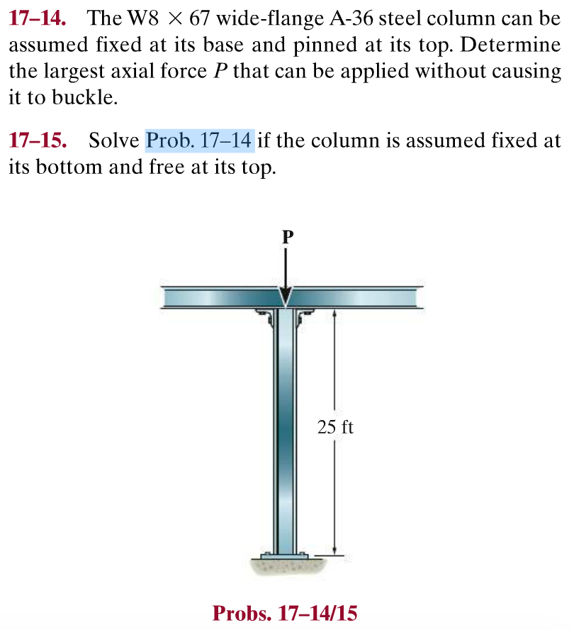 Solved The W8 times 67 wide-flange A-36 steel column can be | Chegg.com