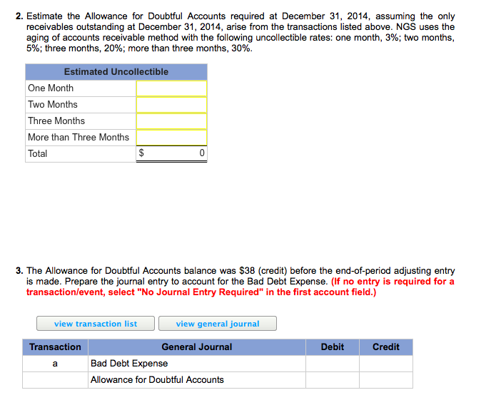 Solved 2. Estimate the Allowance for Doubtful Accounts | Chegg.com
