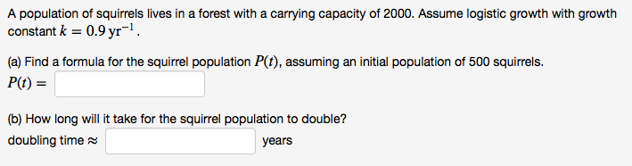 Solved A population of squirrels lives in a forest with a | Chegg.com