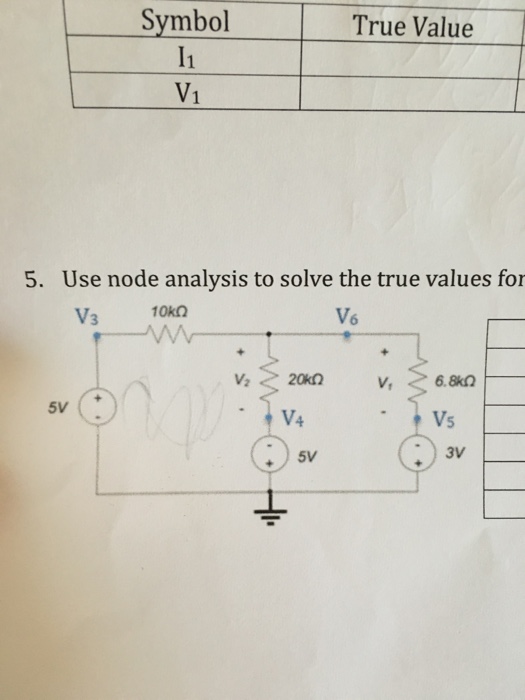 Solved Use node analysis to solve the true values for | Chegg.com