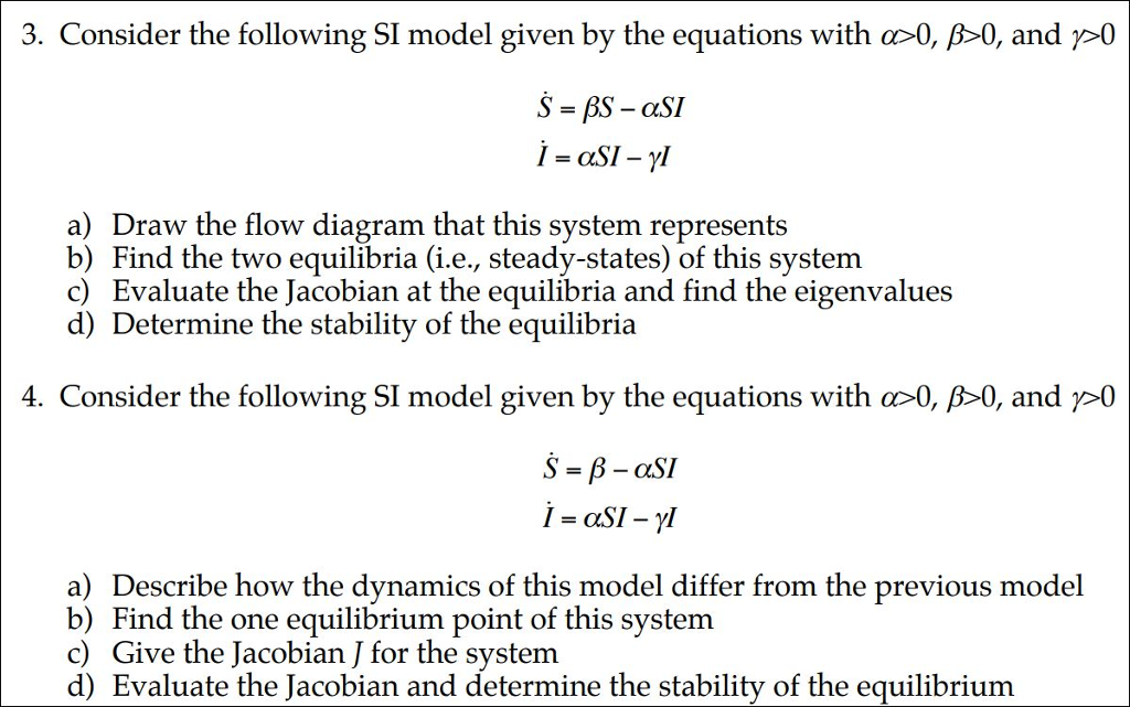 Solved 3. Consider the following SI model given by the | Chegg.com