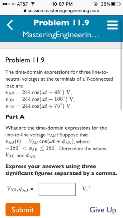 Solved Problem 11.9 The time domain expression for three | Chegg.com
