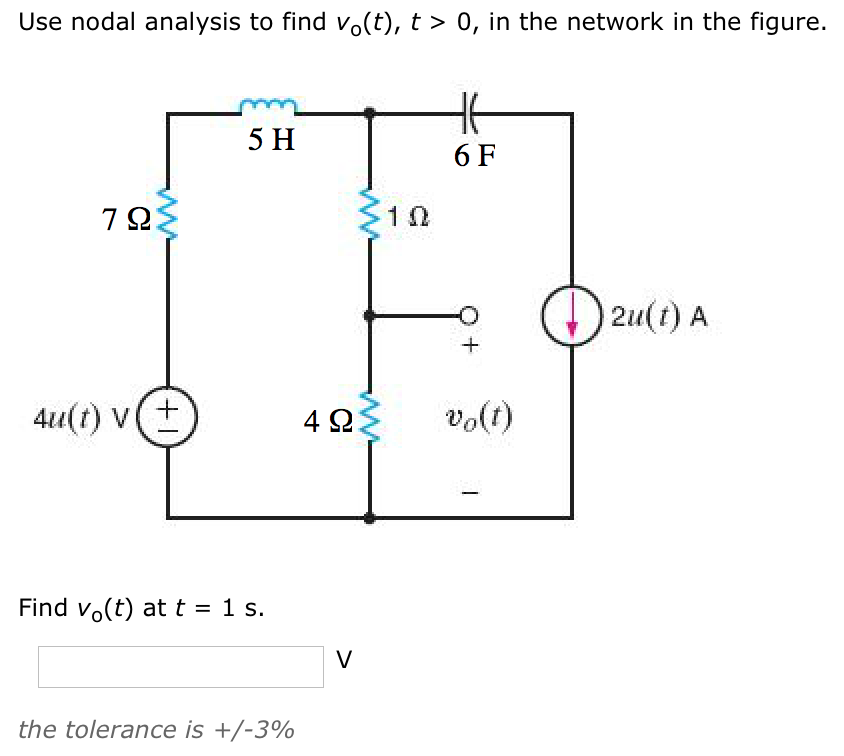 Solved Use nodal analysis to find vo(t), t > 0, in the | Chegg.com