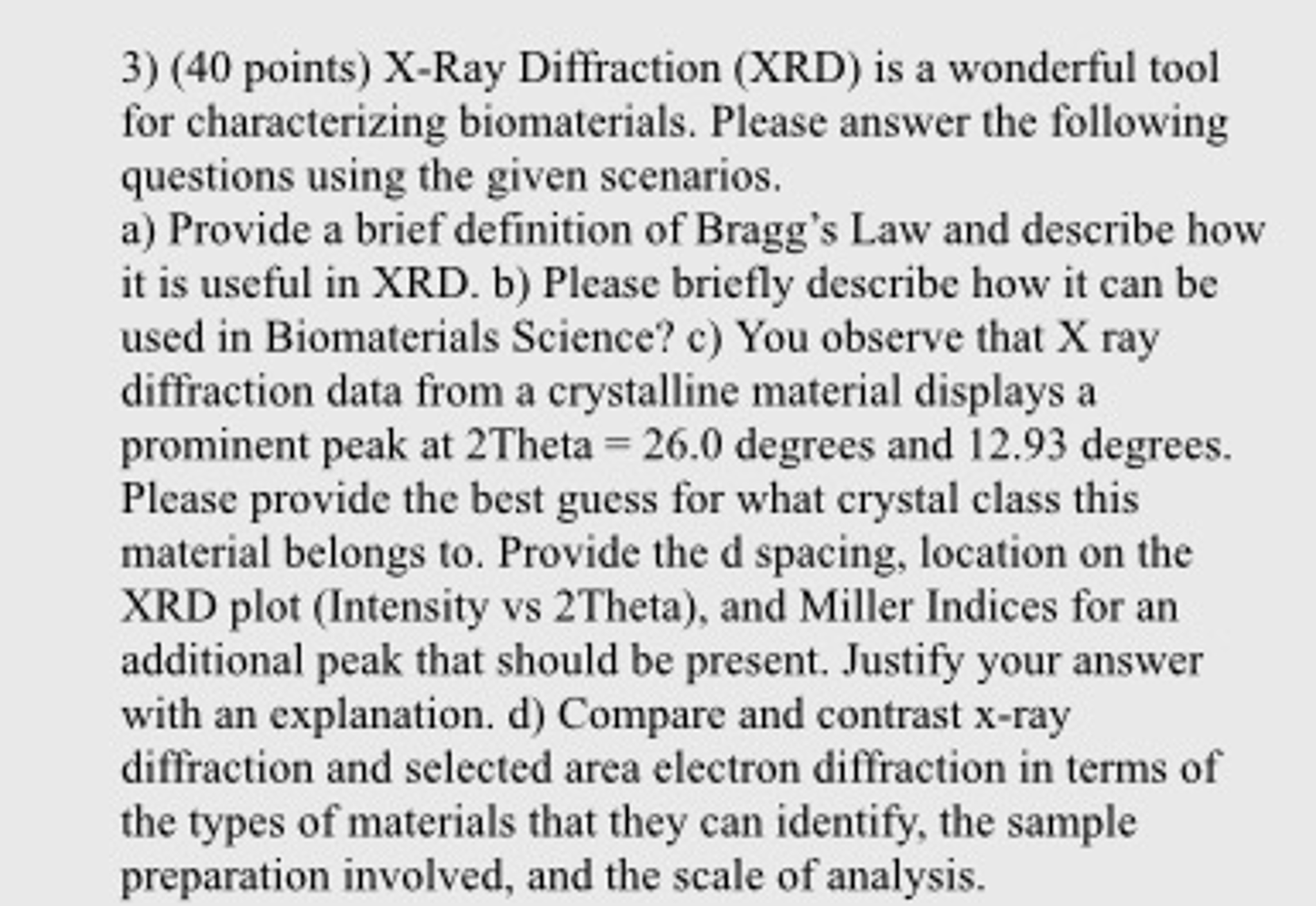 Solved X-Ray Diffraction (XRD) is a wonderful tool for | Chegg.com